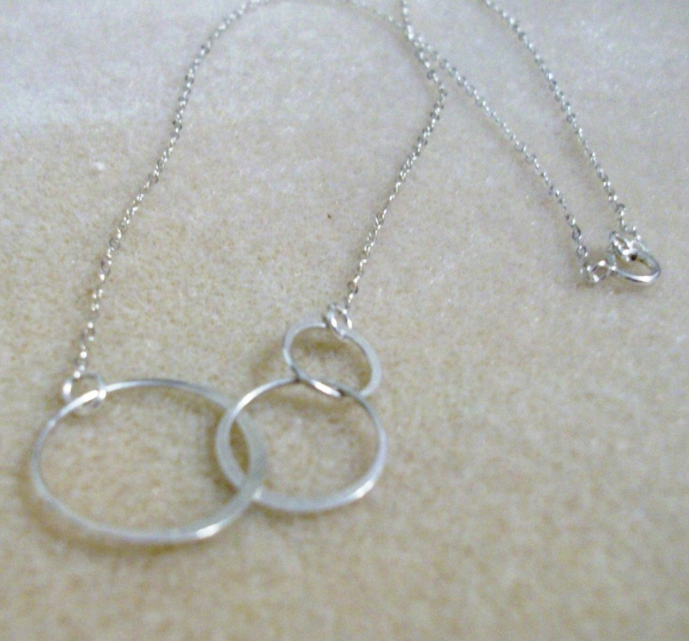 Delicate Sterling Silver Interlocking Triple Circles Necklace on Luulla